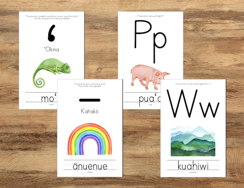 Hawaiian Language Alphabet Flashcards, Olelo Hawaii, Learn Hawaiian ...