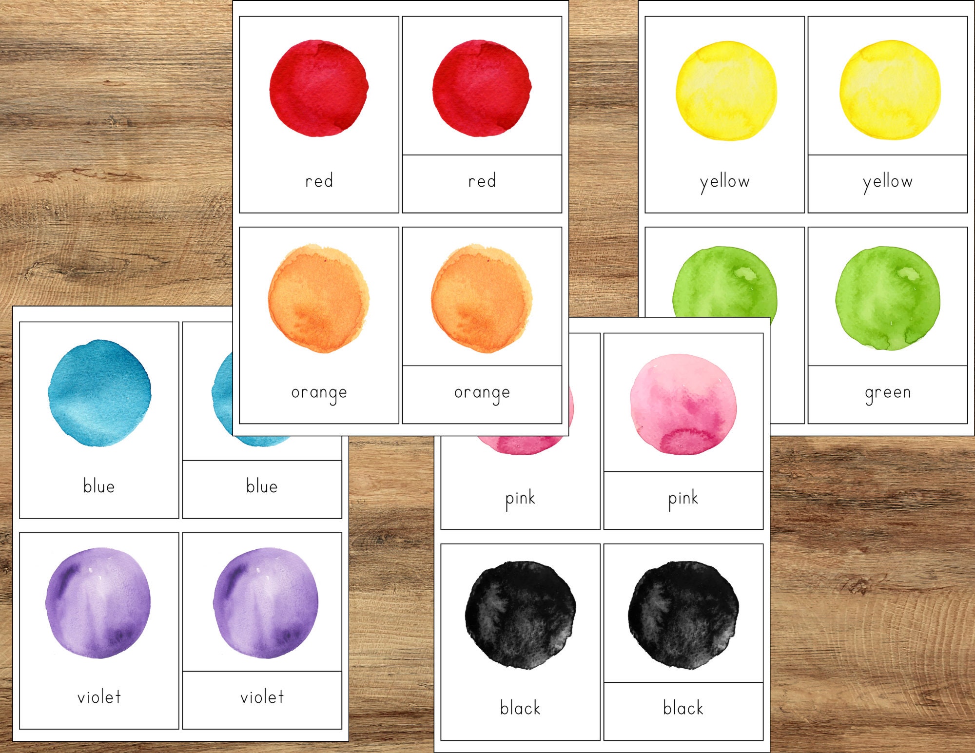 Color 3-part Cards, Rainbow 3-part Cards, Preschool Kindergarten ...