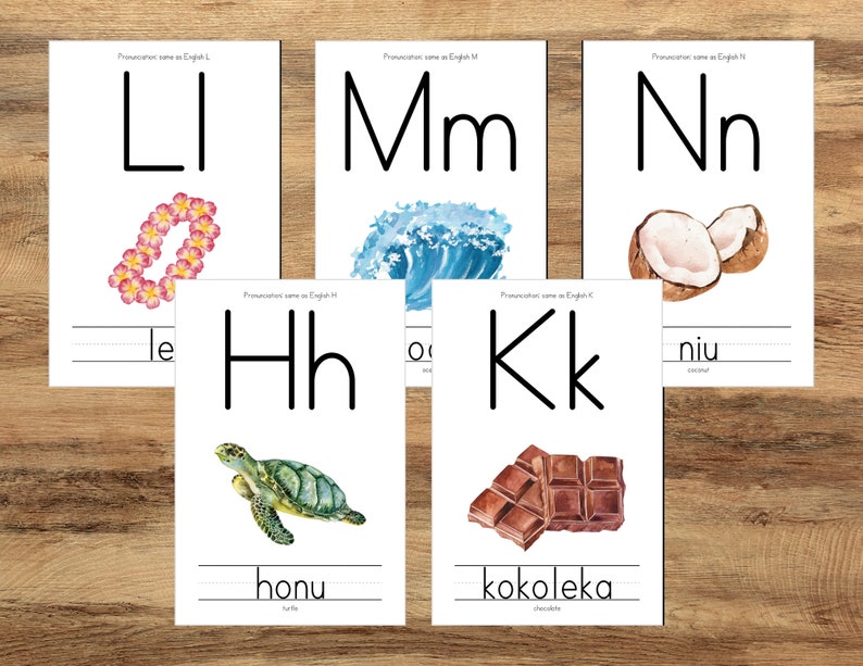 Hawaiian Language Alphabet Flashcards, Olelo Hawaii, Learn Hawaiian ...