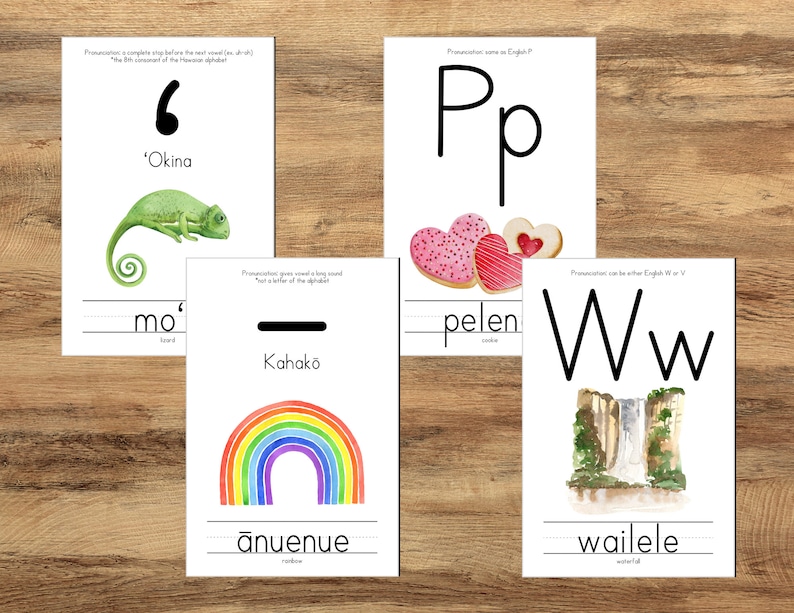 Hawaiian Language Alphabet Flashcards, Olelo Hawaii, Learn Hawaiian ...