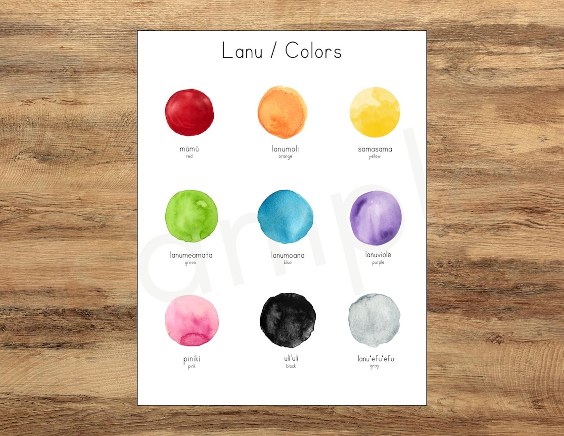 Samoan Colors, Lanu Samoa, Samoan 3-part Cards, Learn Samoan, Samoan ...