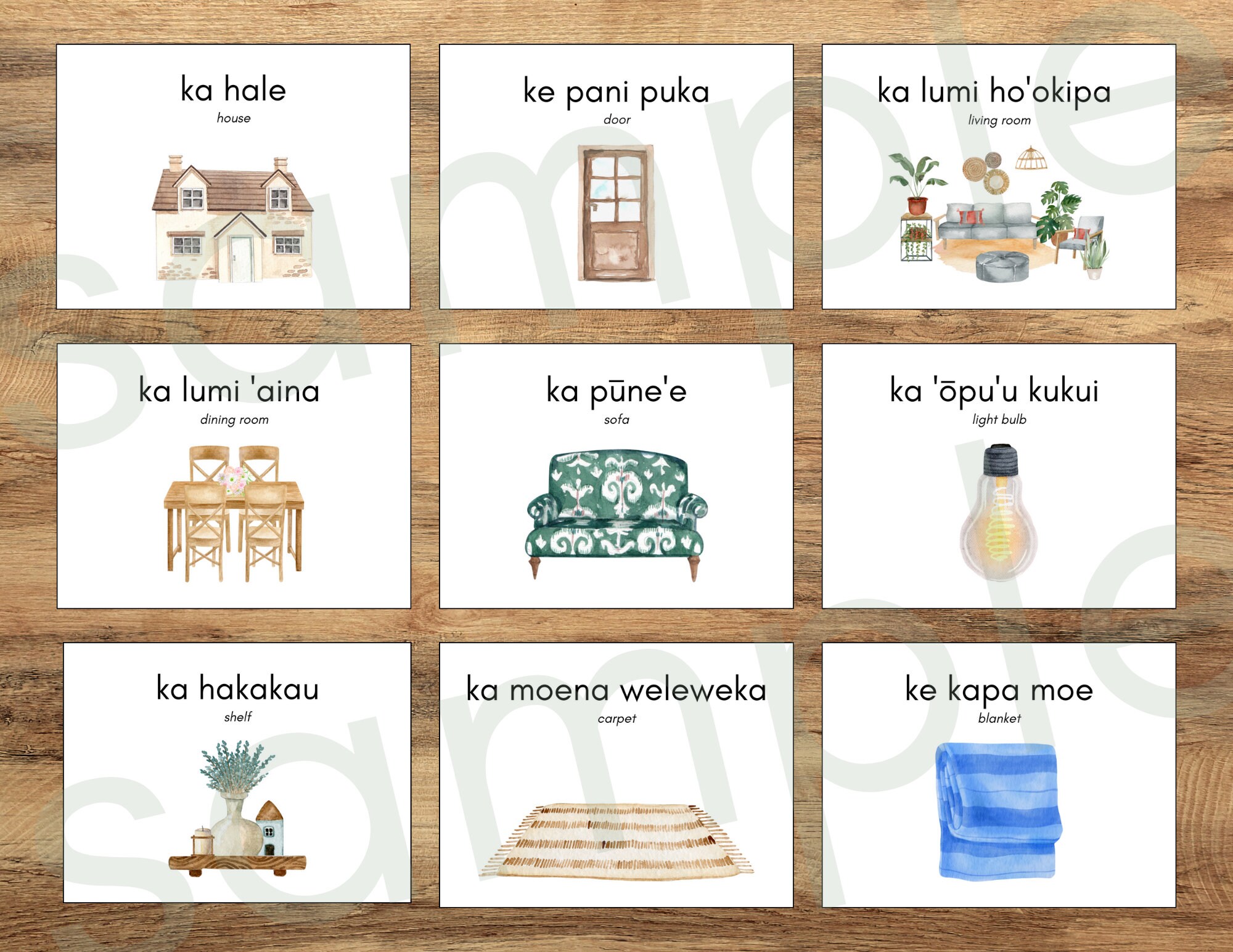 Hawaiian 'home' Flashcards Hawaiian Words (Download Now) - Etsy