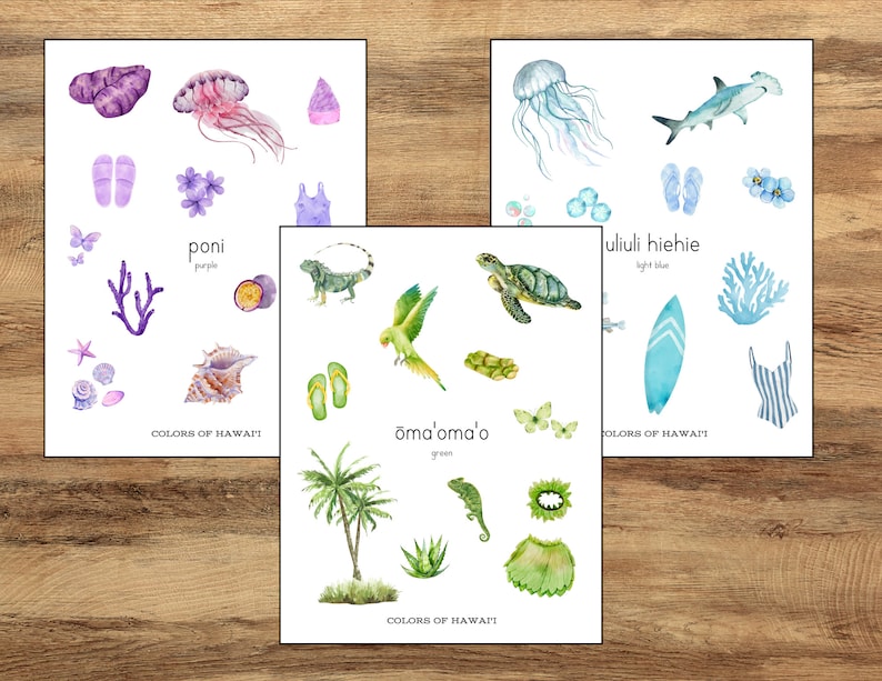 Hawaiian Color Flashcards, Colors of Hawai'i, Learn Hawaiian, Hawaiian ...