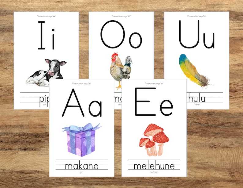 Hawaiian Language Alphabet Flashcards, Olelo Hawaii, Learn Hawaiian ...