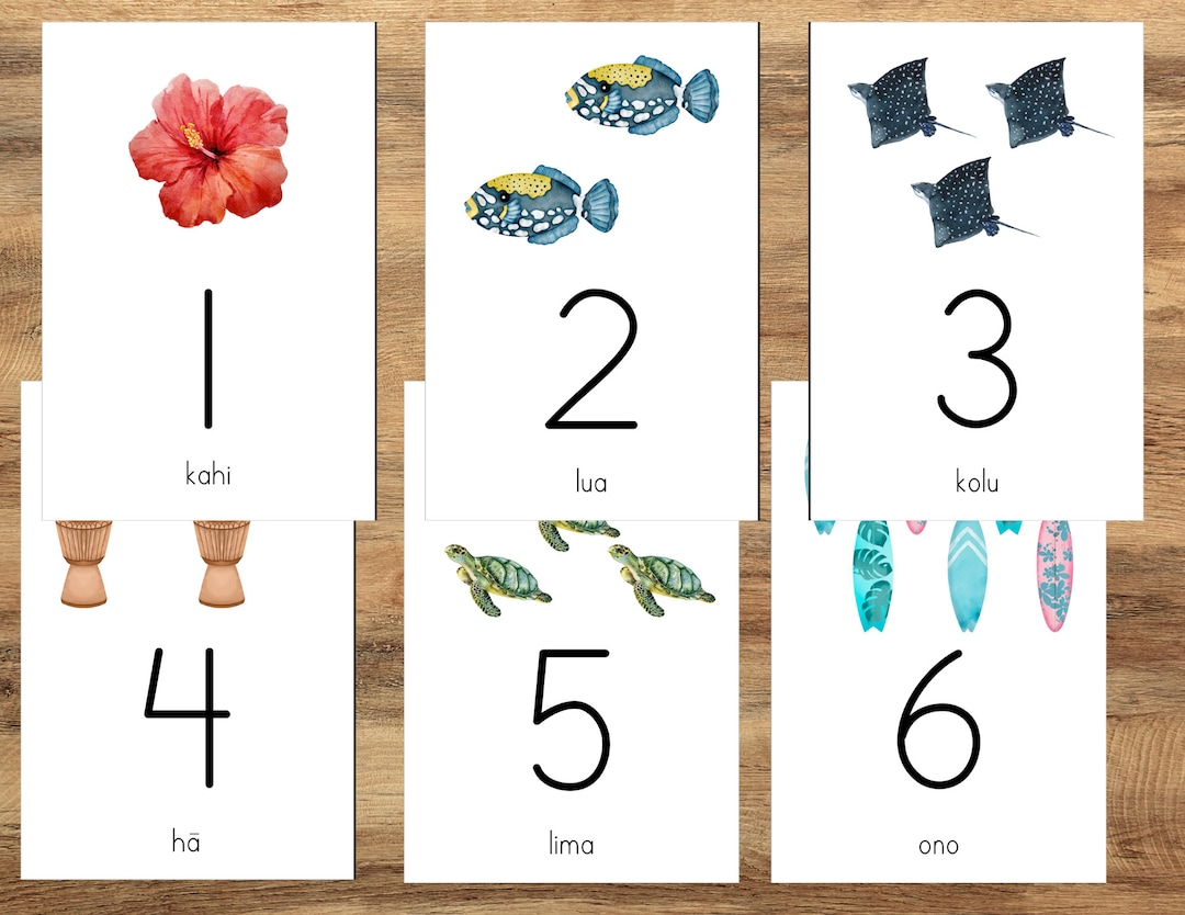 Counting in Hawaiian, Hawaiian Number Flashcards, Learn Hawaiian ...