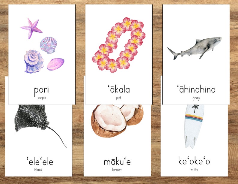 Hawaiian Color Flashcards, Colors of Hawai'i, Learn Hawaiian, Hawaiian ...