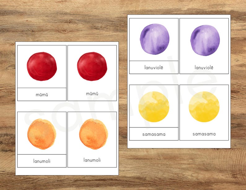 Samoan Colors, Lanu Samoa, Samoan 3-part Cards, Learn Samoan, Samoan ...