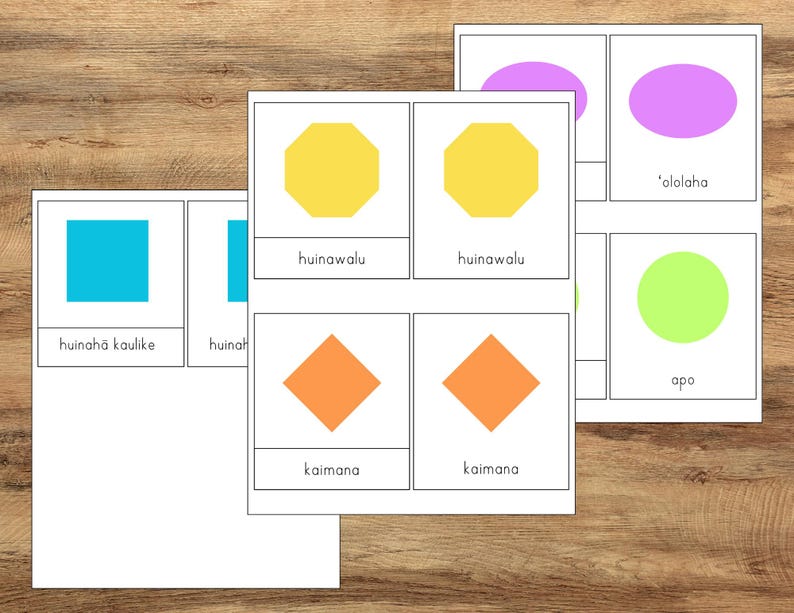 Hawaiian Shapes, Hawaiian 3-part Cards, Hawaiian Language Resource ...