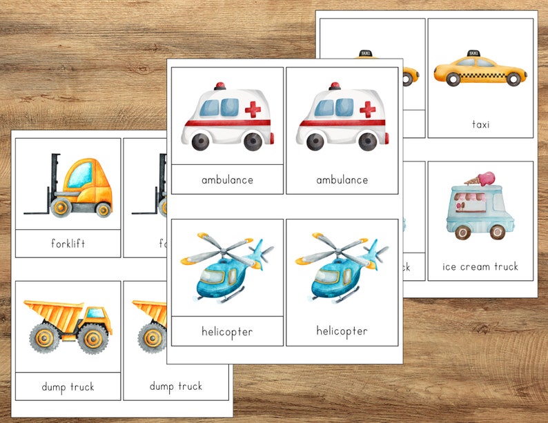 Vehicle / Car '3-part Cards', Prek Kindergarten Learning, Learning ...