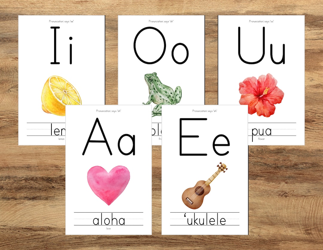 Hawaiian Language Alphabet Flashcards, Olelo Hawaii, Learn Hawaiian ...