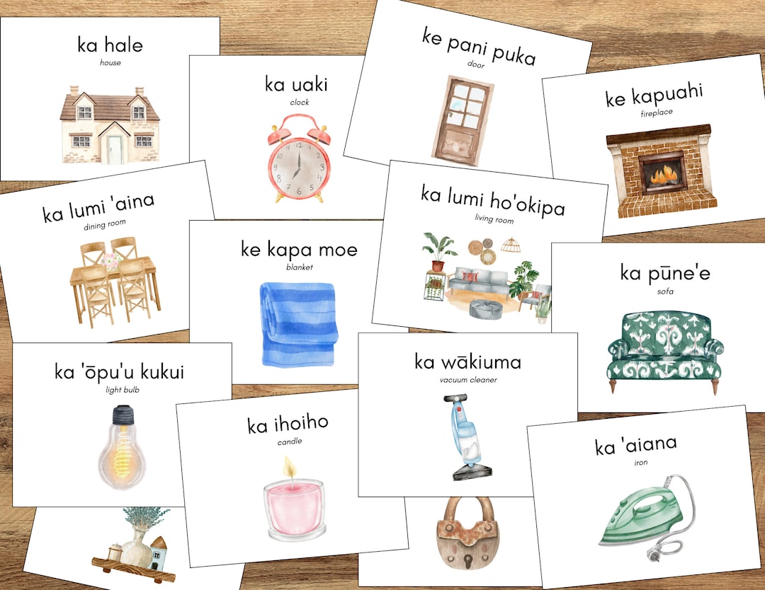 Hawaiian Flashcards Hawaiian Home Words Learn Hawaiian - Etsy