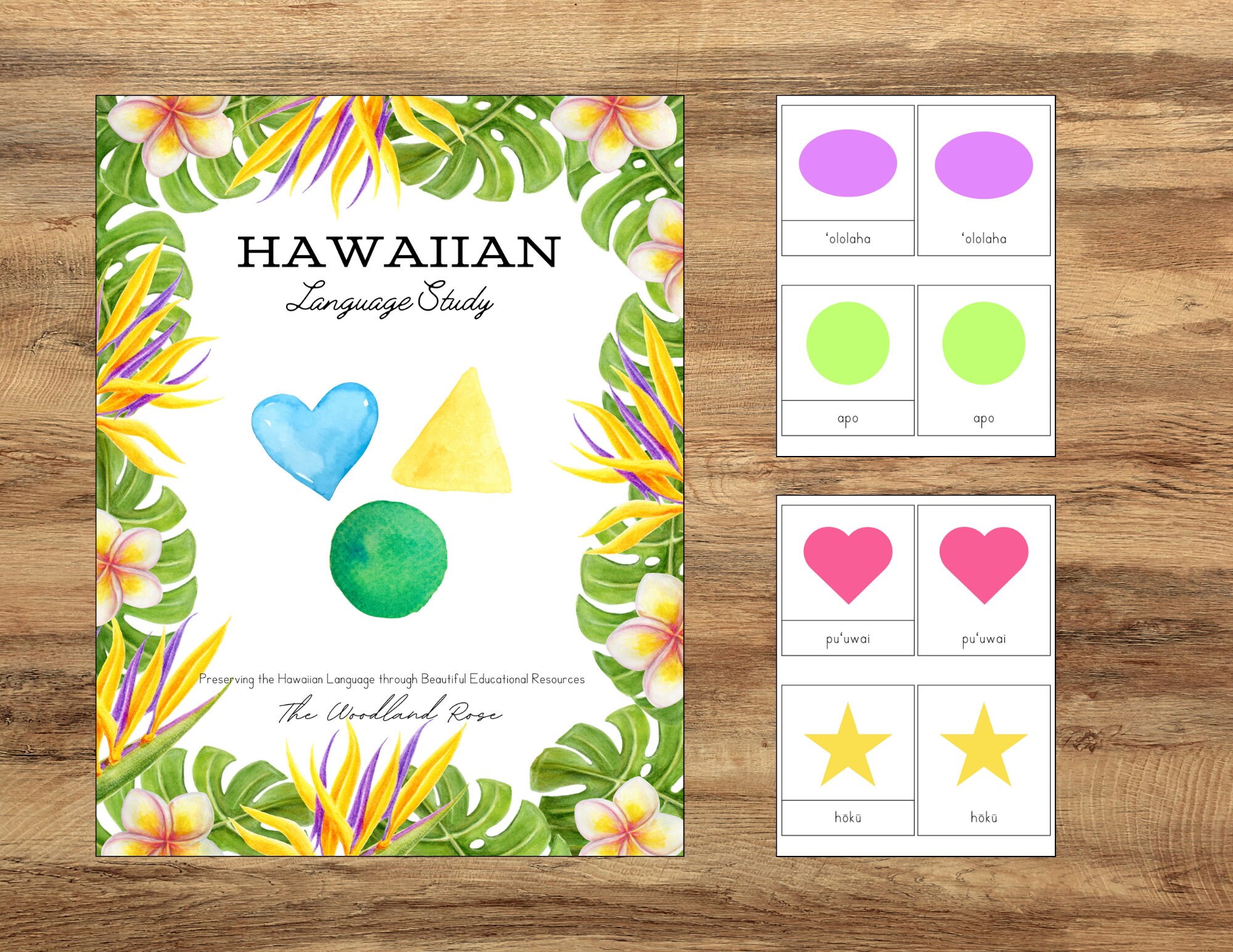 Hawaiian Shapes, Hawaiian 3-part Cards, Hawaiian Language Resource ...