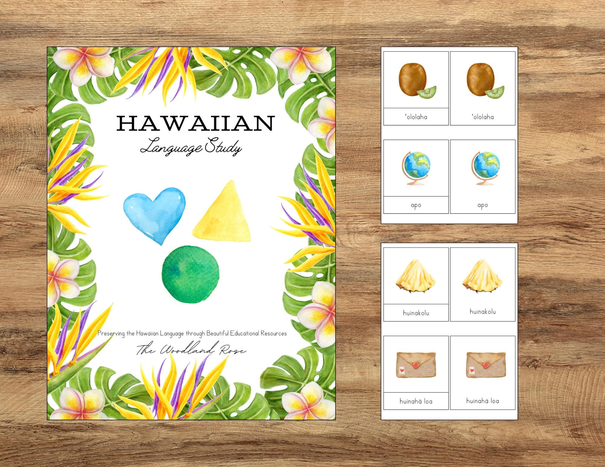 Hawaiian Shapes, Hawaiian 3-part Cards, Hawaiian Language Resource ...