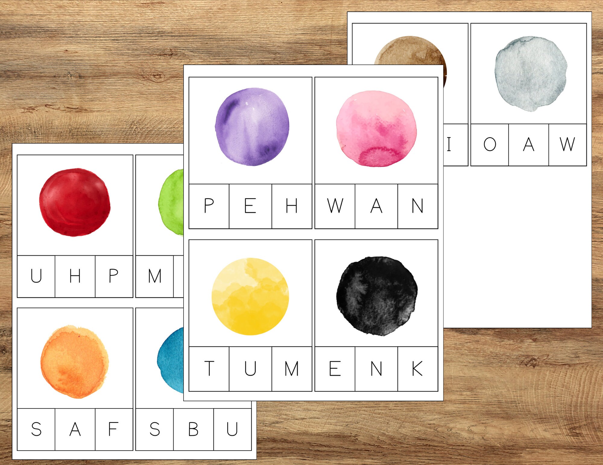 Hawaiian Colors, Hawaiian 3-part Cards, Hawaiian Letter Clip Cards ...