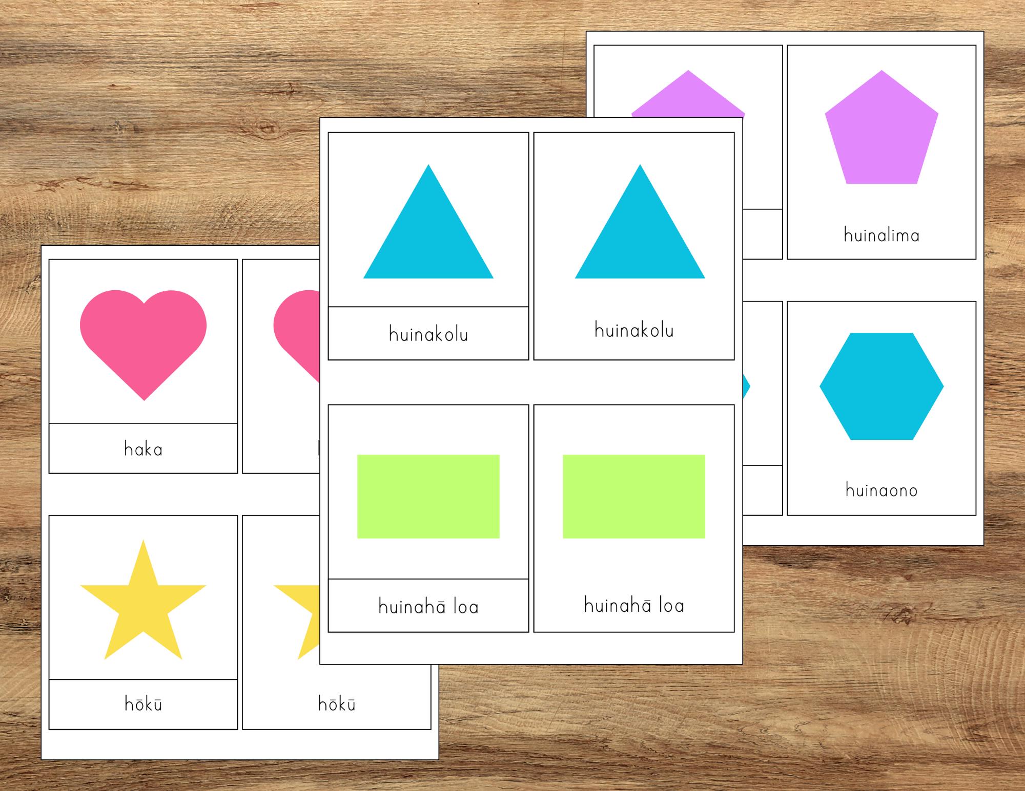 Hawaiian Shapes, Hawaiian 3-part Cards, Hawaiian Language Resource ...