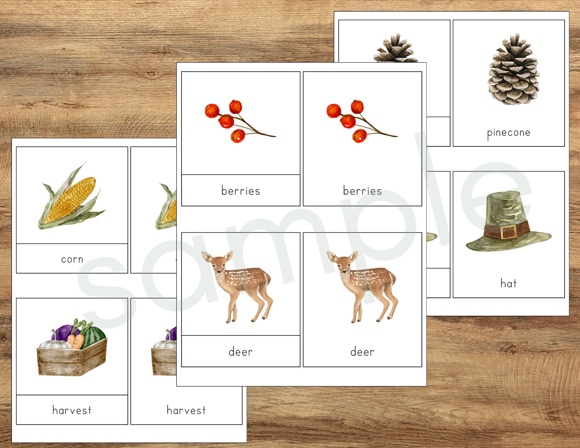 Autumn 3-part Cards, Fall 3-part Cards, Preschool Kindergarten Learning ...
