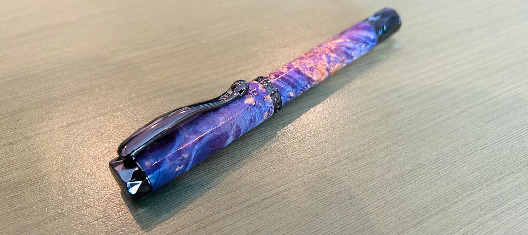 Atrax Heirloom Fountain Pen Gunmetal Purple Haze Box Elder Burl ...