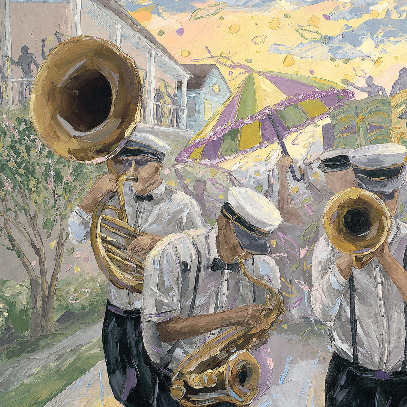 Mardi Gras Second Line Art Print, New Orleans Streetcar Painting - Etsy