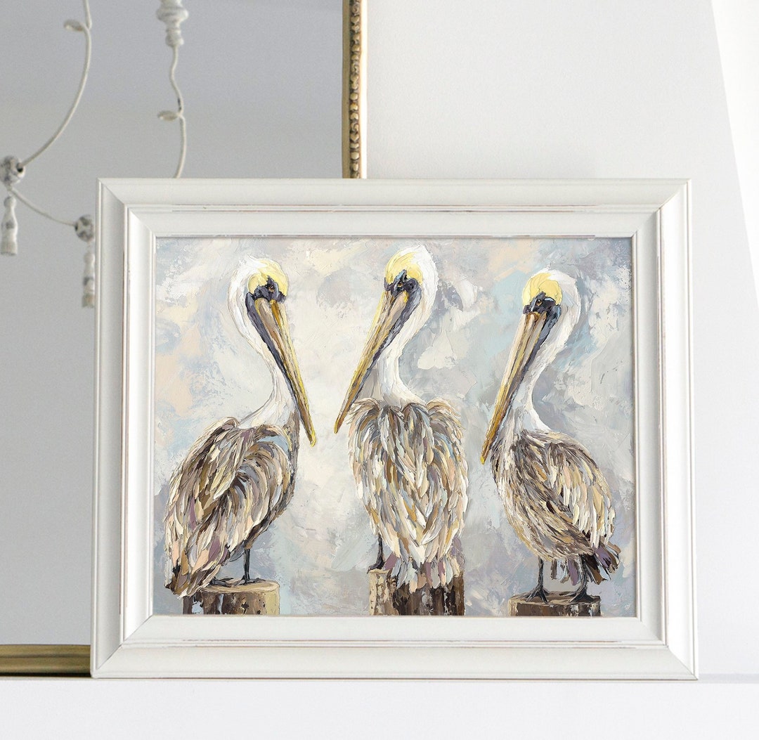 Three Pelicans Painting, Coastal Wildlife, Louisiana Painting, Birds in ...