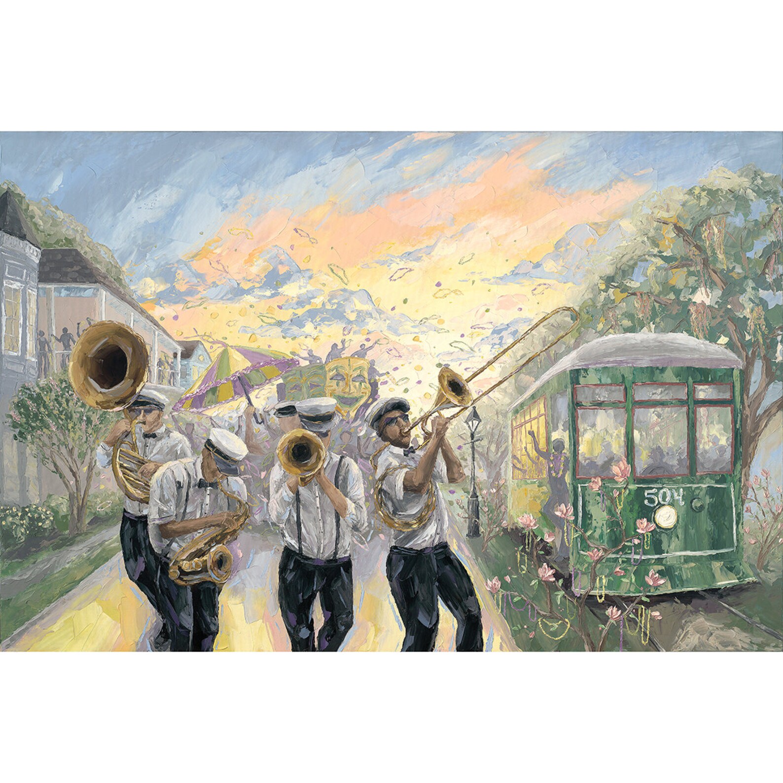 Mardi Gras Second Line Art Print, New Orleans Streetcar Painting - Etsy