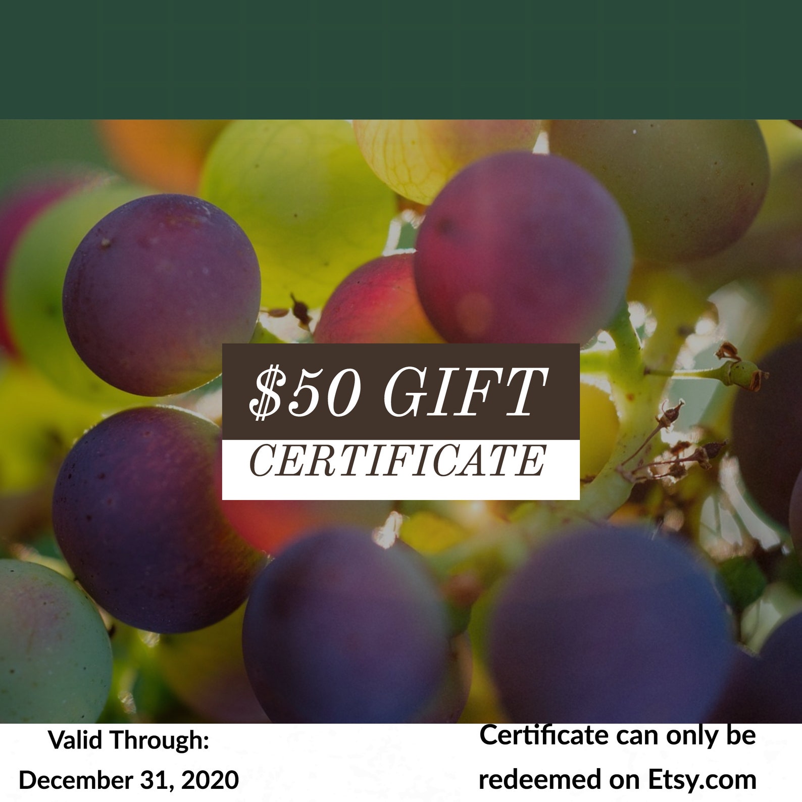 Gift Certificate. Valid Through 2020. Electronic Version. - Etsy
