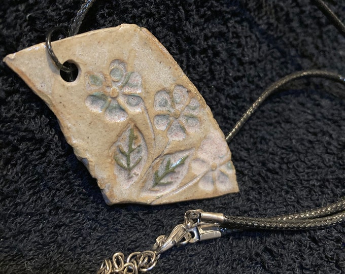 Pendant Necklace Ceramic With Leather Cord. Pottery Jewelry - Etsy