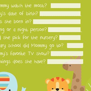 Who Knows Mommy Best - Monkey Baby Shower Games Printable, Safari Baby ...