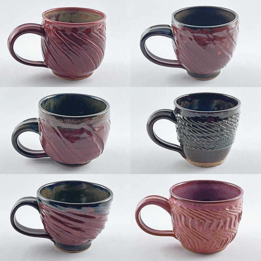 Carved and Swirled Handmade Ceramic Mug 12oz/350ml for Coffee or Tea ...
