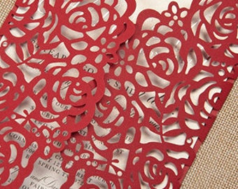 Red rose invitation | Etsy