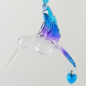 Blown Glass Hummingbird Crystal Suncatcher Gift, Window Hanging ...