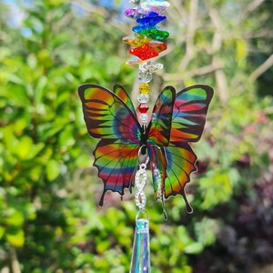 Colorful Butterfly Crystal Suncatcher, Chakra Infinity Gift for Her Mom ...