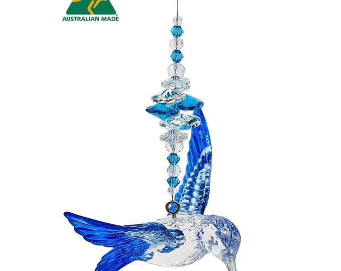 Copper Wire Wrapped Hummingbird Sun Catcher: Blue Swarovski Crystal ...