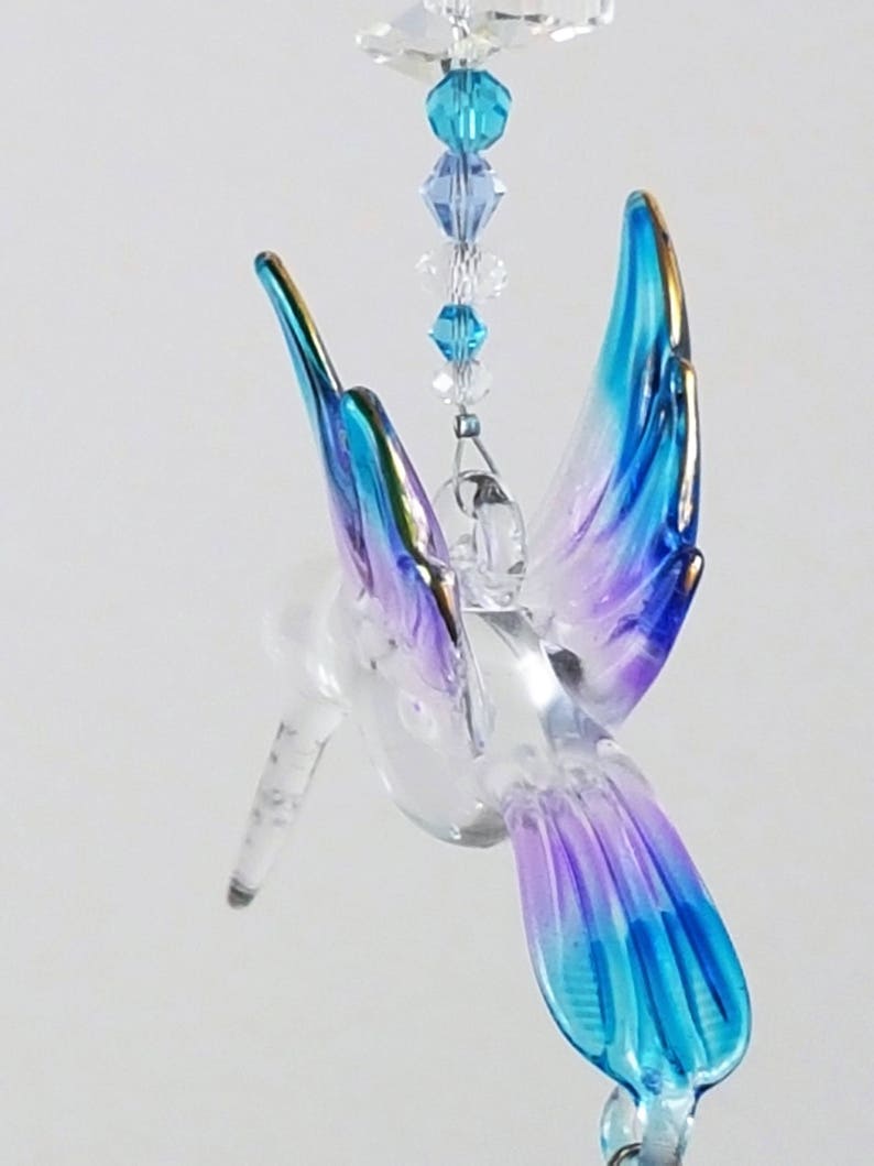 Blown Glass Hummingbird Crystal Suncatcher Gift, Window Hanging ...