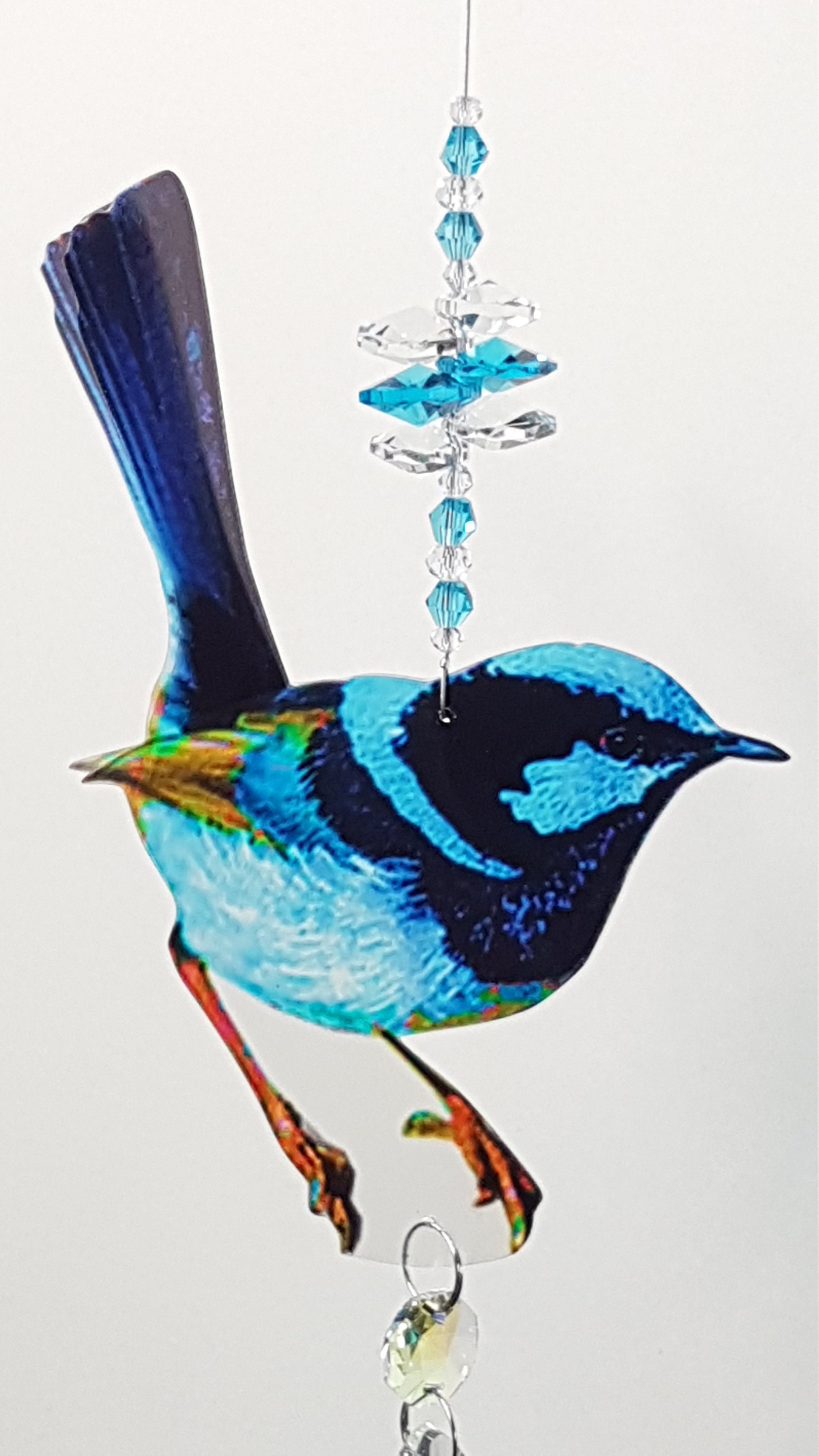 Blue Fairy Wren Crystal Suncatcher Gift Window Hanging Light - Etsy ...
