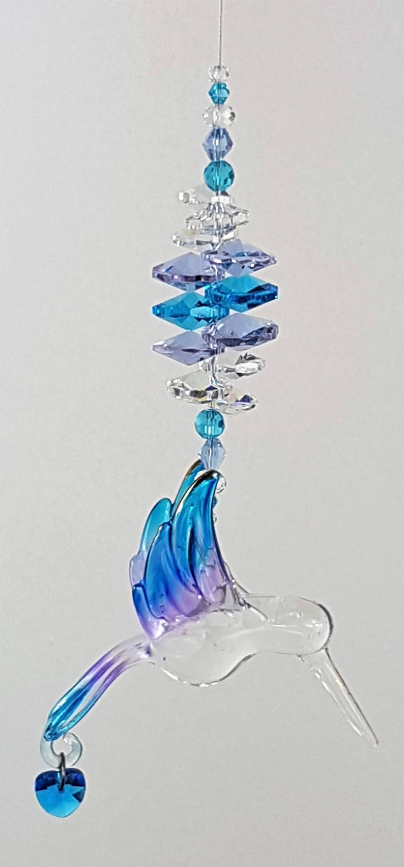 Blown Glass Hummingbird Crystal Suncatcher Gift, Window Hanging ...