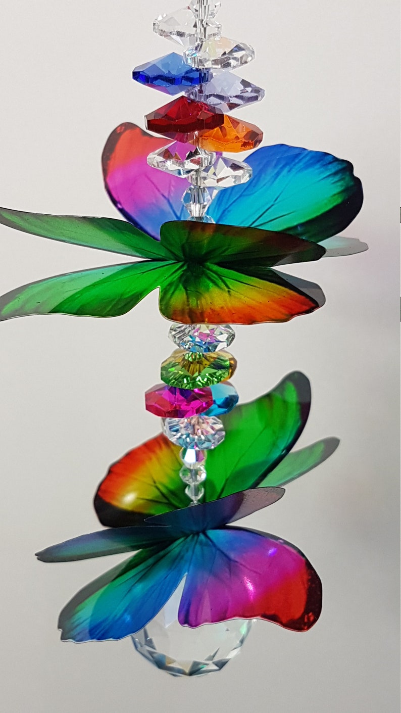 Large Rainbow Butterfly Crystal Suncatcher Gift Handmade - Etsy
