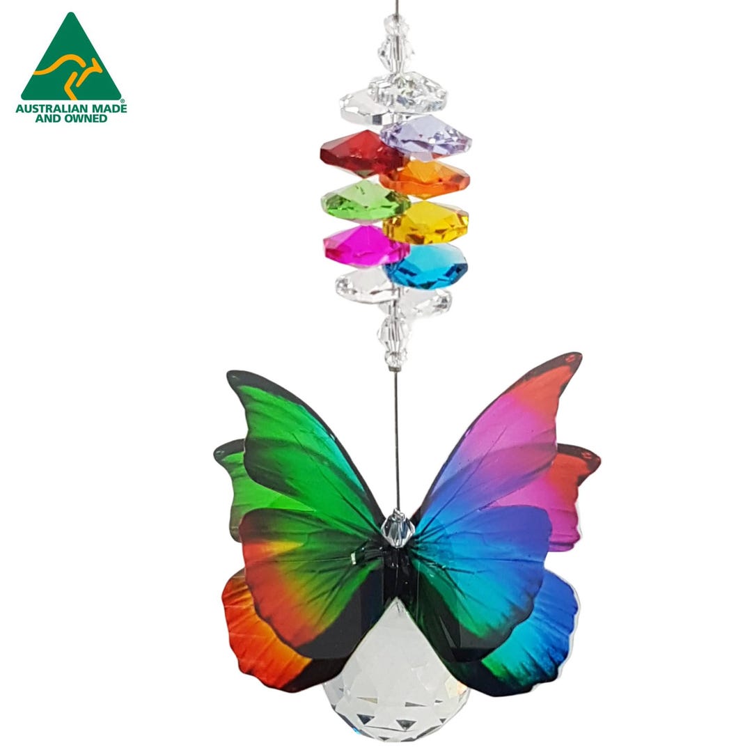 Rainbow Butterfly Crystal Suncatcher: Handmade Prism Light Catcher - Etsy