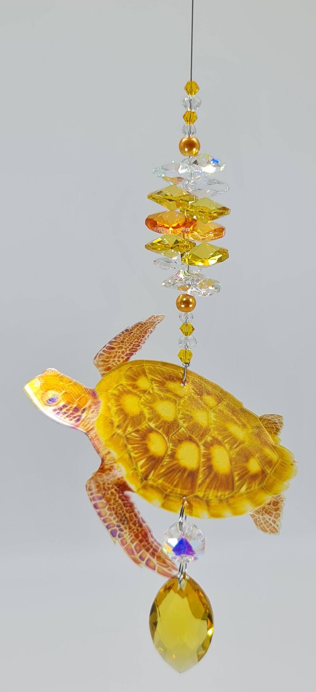Turtle Suncatcher Gift For- Her Boys, Hanging Glass Rainbow Prism 38mm ...