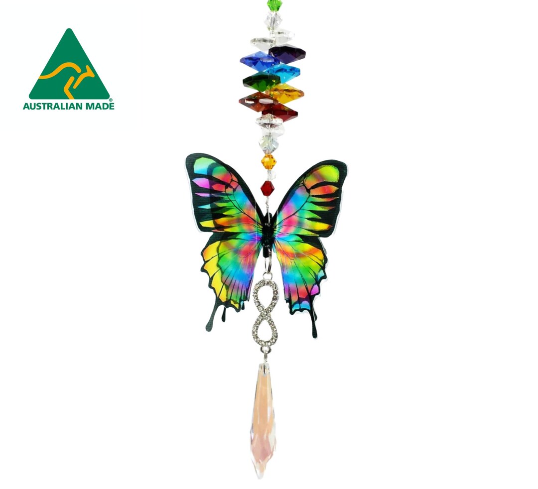 Colorful Butterfly Crystal Suncatcher, Chakra Infinity Gift for Her Mom ...