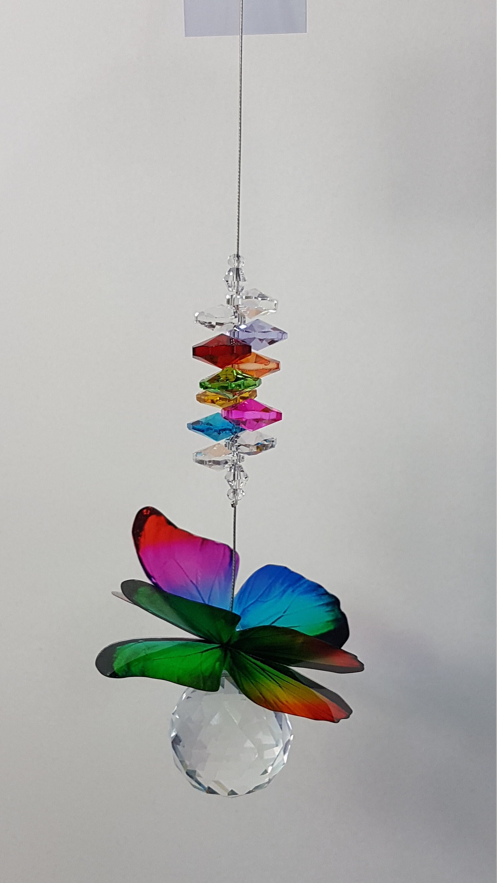 Rainbow Butterfly Crystal Suncatcher: Handmade Prism Light Catcher - Etsy