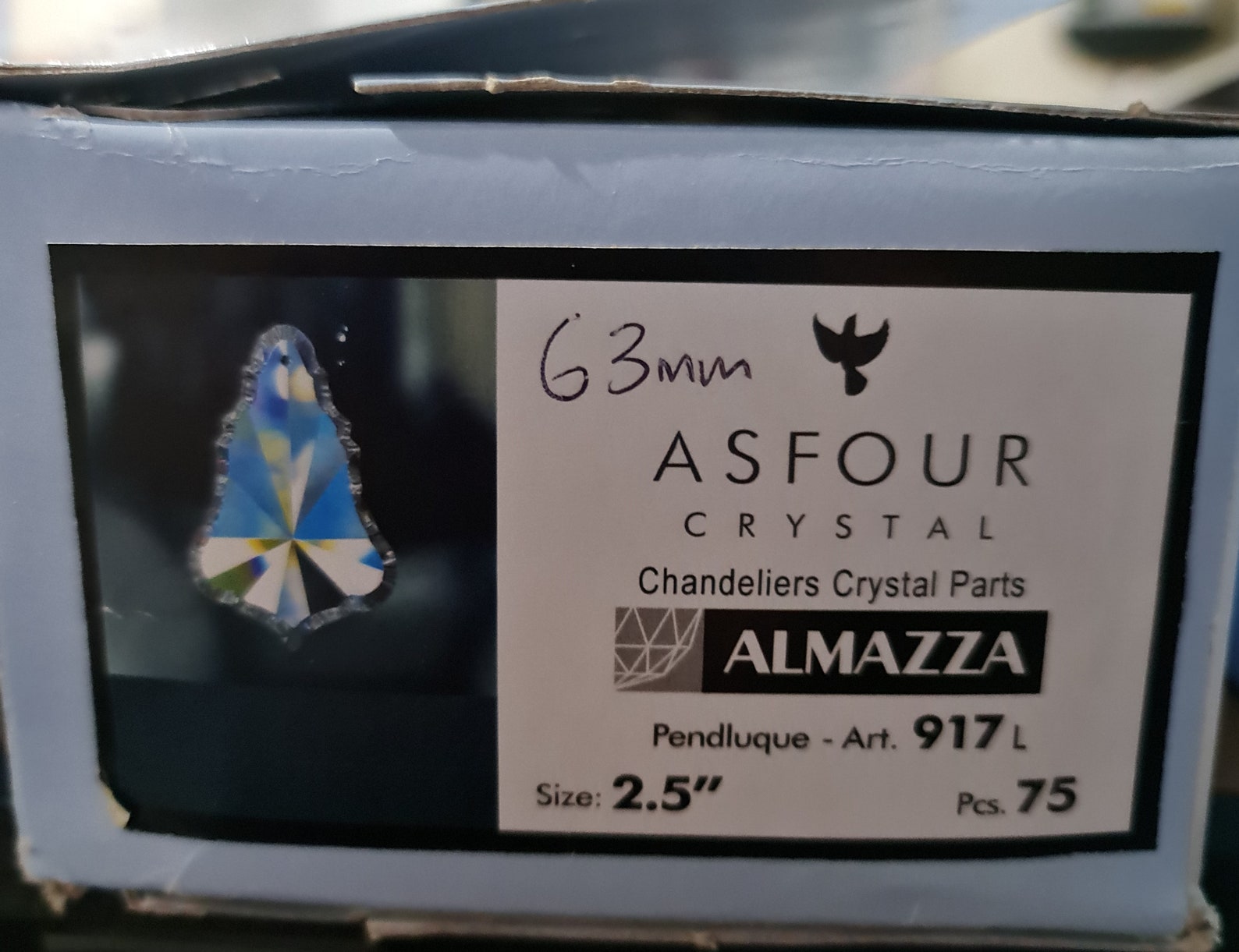 Genuine Asfour Crystal Suncatcher Pendants With Engraved Logo. 63mm ...