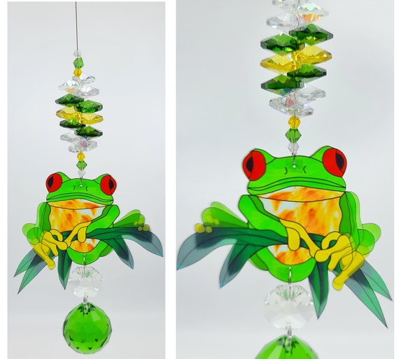 Green Tree Frog Crystal Suncatcher Gift Rainbow Window Hanger - Etsy
