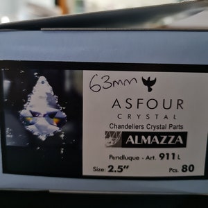 Genuine Asfour Crystal Suncatcher Pendants With Engraved Logo. 63mm ...