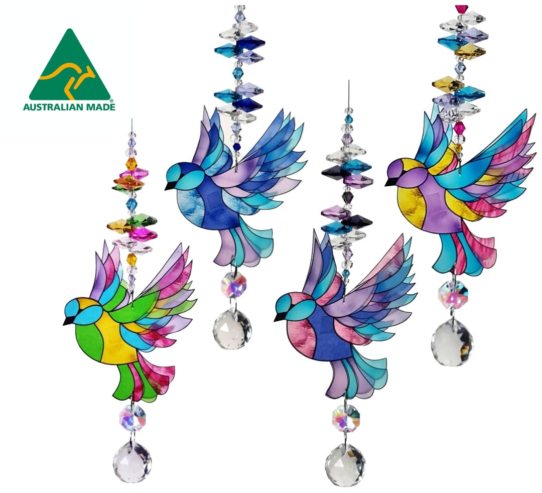 Rainbow Bird Crystal Suncatchers, Car Mirror Window Hanging Prism ...