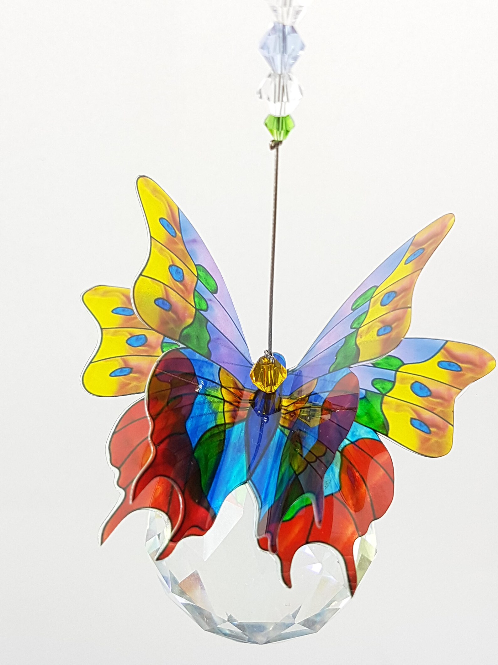 Rainbow Butterfly Crystal Suncatcher: Handmade Window Prism Pendant - Etsy