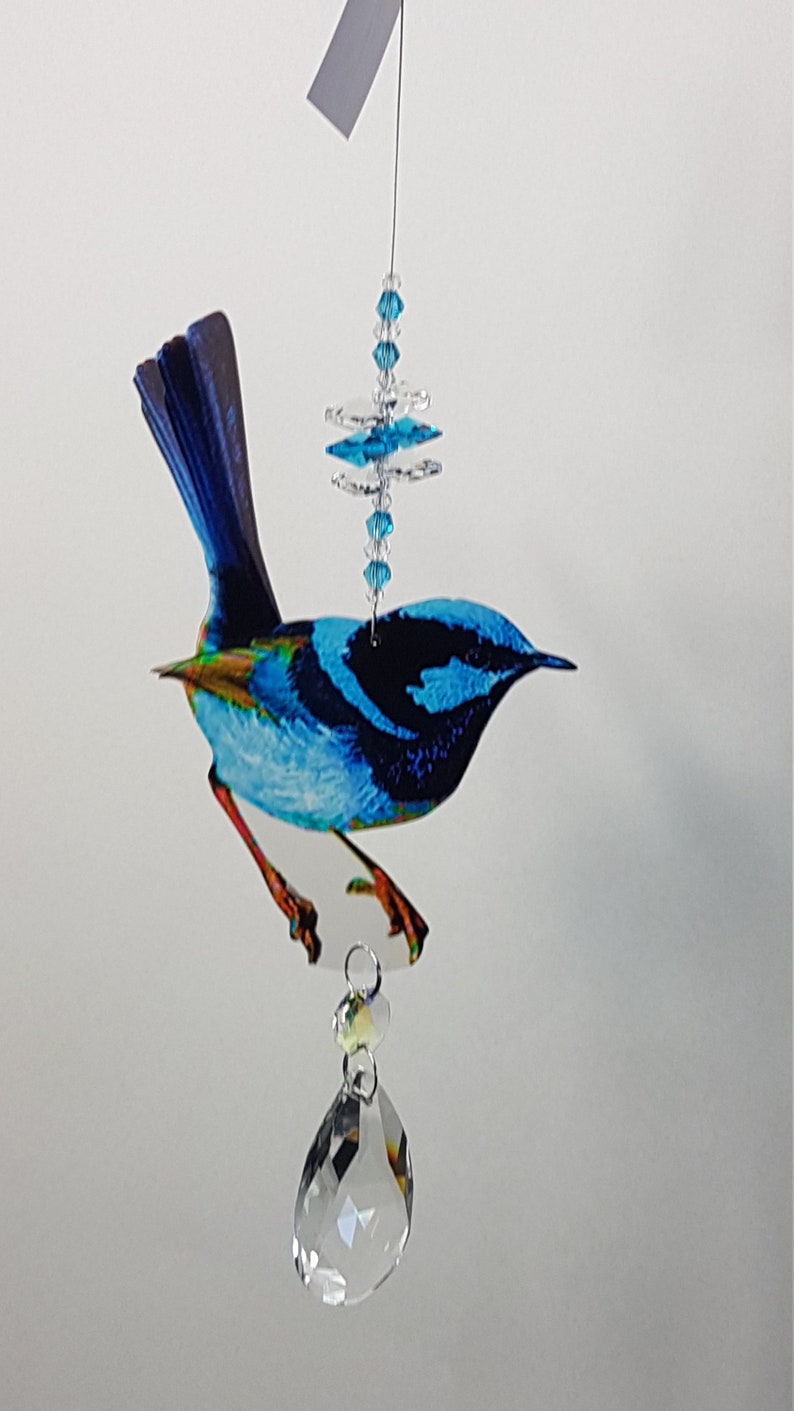 Blue Fairy Wren Crystal Suncatcher Gift Window Hanging Light - Etsy ...
