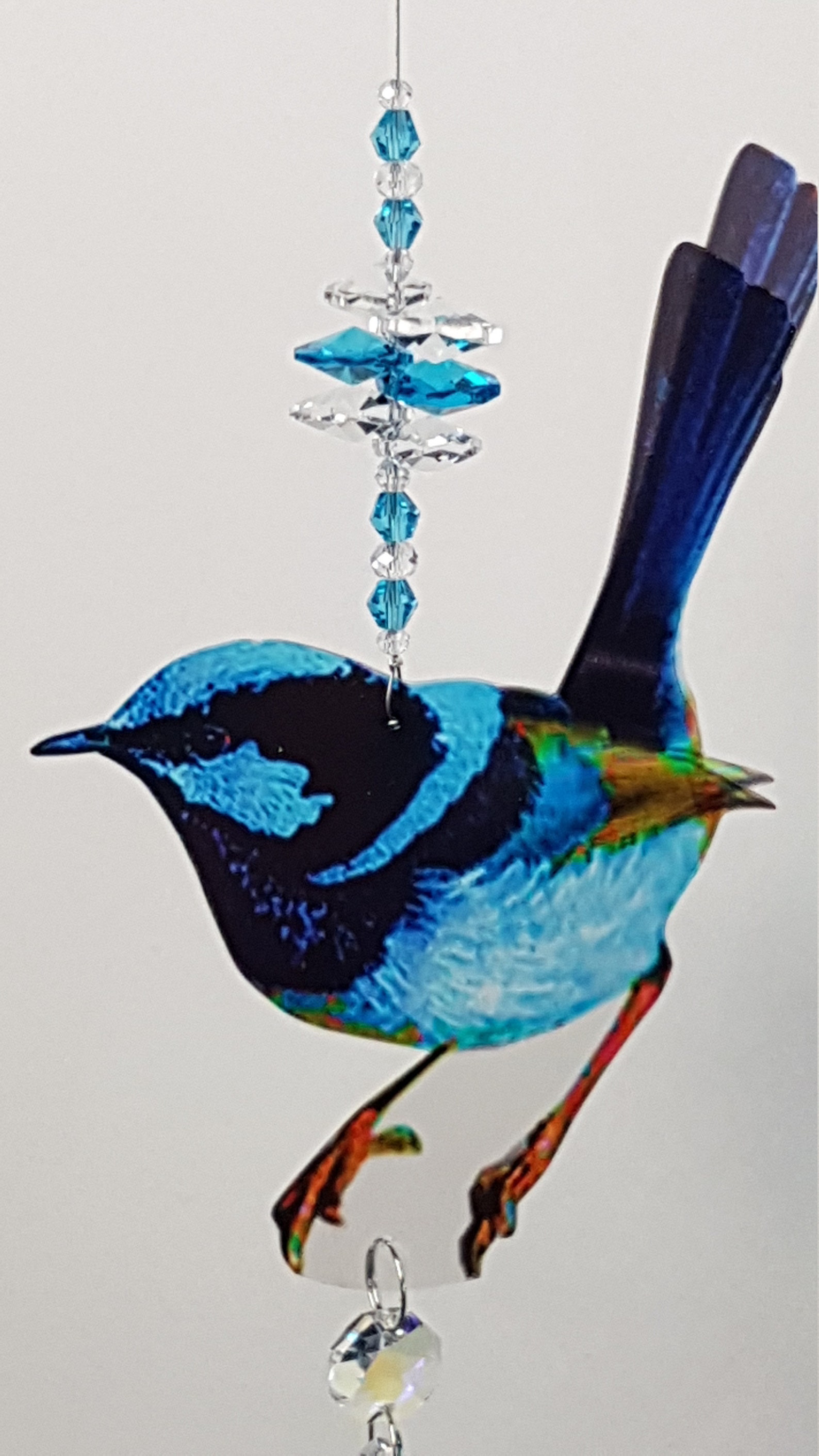Blue Fairy Wren Crystal Suncatcher Gift Window Hanging Light - Etsy ...