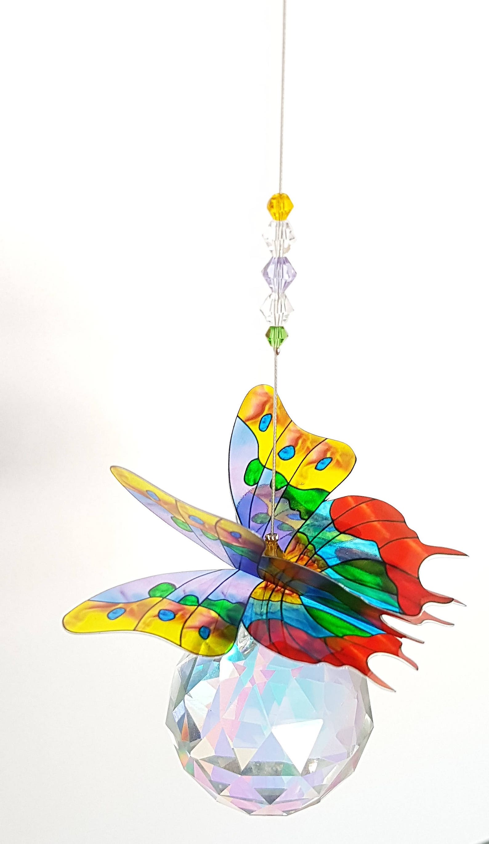 Rainbow Butterfly Crystal Suncatcher: Handmade Window Prism Pendant - Etsy