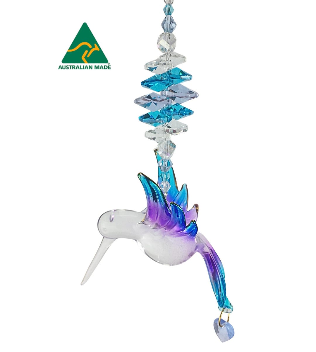Blown Glass Hummingbird Crystal Suncatcher Gift, Window Hanging ...
