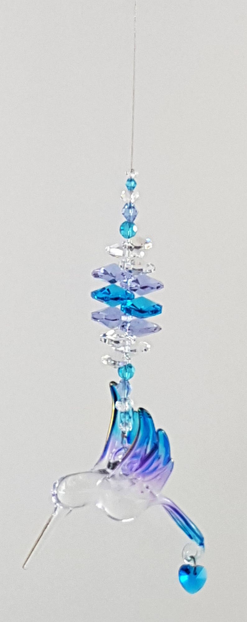 Blown Glass Hummingbird Crystal Suncatcher Gift, Window Hanging ...